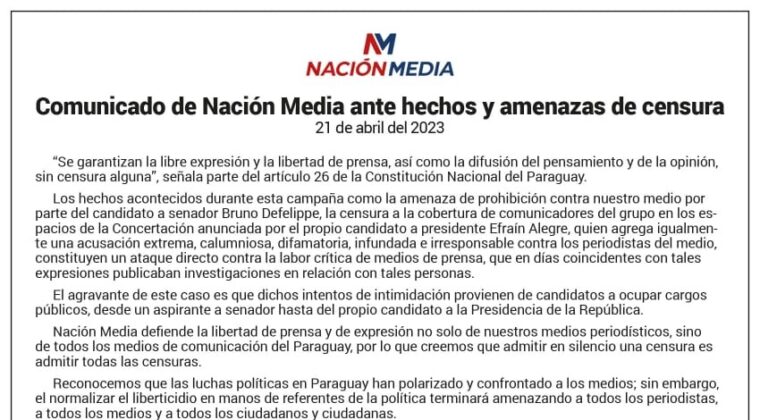 Diario HOY | Comunicado de Nación Media ante hechos y amenazas de censura